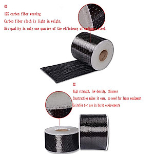 SOFIALXC Full Carbon Fiber Fabrics Cloth Wrap Sheet 200g/m2 10cm Width，Long,1000cm