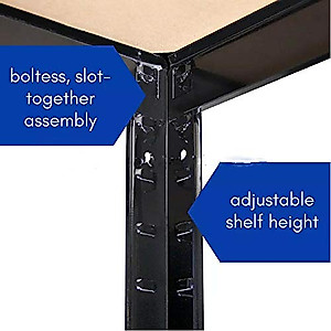 Lucg 180x90x40cm Shelving Shelves Racking Storage Shelf Unit Garage Shed Racking Storage Shelving Units Boltless Metal Shelves 5 Tier 875KG Capacity(175Kg Per Shelf) - Black