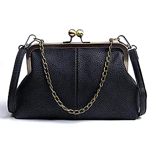 Lanpet Women Classical Kiss Lock Clutch with Chain Strap Shoulder Bag Purse Wallet