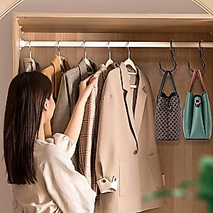 Purse Organizer Hooks for Closet - 8 PCS Black Handbags Hooks Purse Hangers for Closet with Unique Twisted Hook Design Hanging for Belts Scarves Hats Clothes Pots and Pans