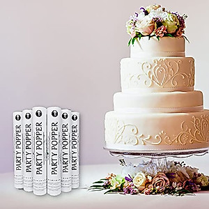 Clover Products Large Premium Wedding Confetti Cannon - (6 Pack) White Biodegradable Paper Confetti Popper | Launches Confetti 20-25 Feet | Party Poppers for Wedding or any occasion.