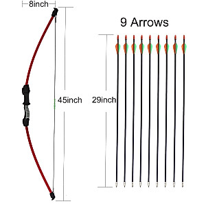 AUVIM 45" Bow and Arrow Set for Youth Kids Junior Beginner Bow Gift Outdoor Archery Set 18 Lb for Teen Outdoor Sports