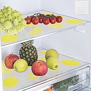 9 Pcs Refrigerator Liners Mats, Washable Refrigerator Shelf Liners Non-Slip Fridge Liner Refrigerator Mats, Can Be Cut Oilproof Drawer Shelf Cabinet Liner for Kitchen Gadgets 17.7"x11.8" (Orange)