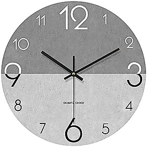 PFlife Silent Wall Clocks Non Ticking 12 Inches Modern Wall Clock for Kitchen Bedroom Battery Operated Wall Clocks