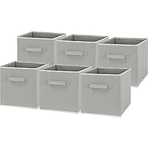 6 Pack - SimpleHouseware Foldable Cube Storage Bin, Grey