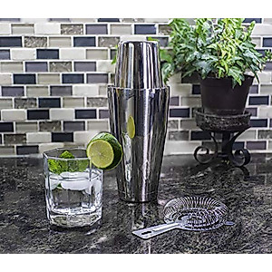 Southern 94 Boston Shaker Bartending Set with 28 Ounce Weighted, 18 oz Unweighted Tin Shakers and Hawthorne Strainer, Cocktail Mixers for The Home Bar Mixologist or Professional Bartender
