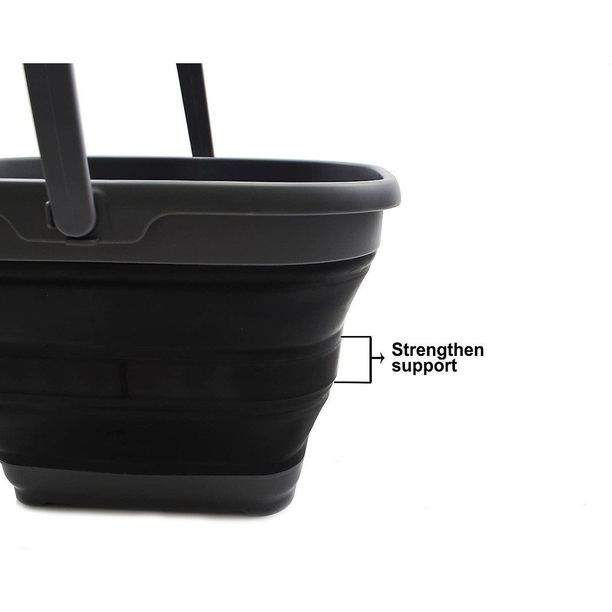 SAMMART 10L (2.6 Gallon) Collapsible Rectangular Handy Basket/Bucket (Grey/Black (Set of 2))