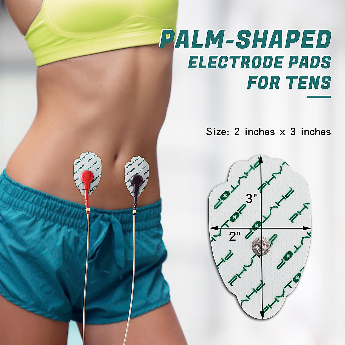 PHYTOP TENS Pads EMS Unit Snap Electrode 20 Pcs with Super Gel