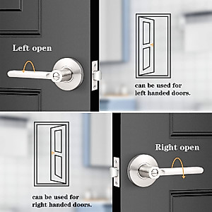 Probrico Bed/Bath Room Door Lever Modern Flat Handles in Satin Nickel, Privacy Door Lever Locks, Contractor Pack(10Pack)