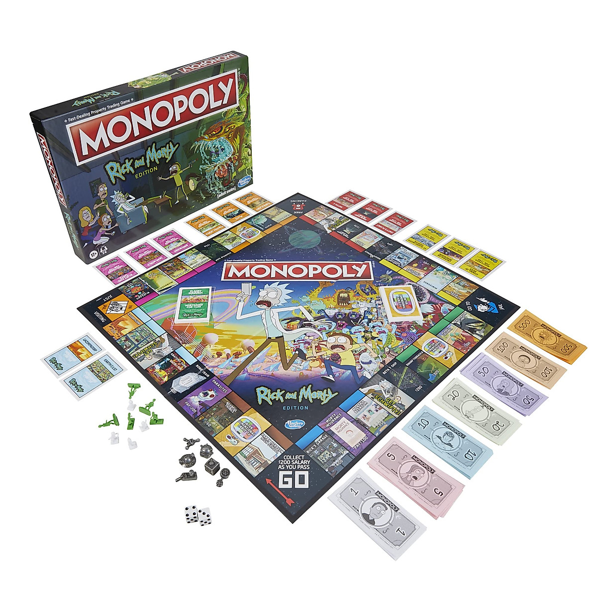 Hasbro Gaming Monopoly: Rick and Morty Edition Board Game, Cartoon Network Game for Families and Teens 17+, includes Collectible Monopoly Tokens (Amazon Exclusive)