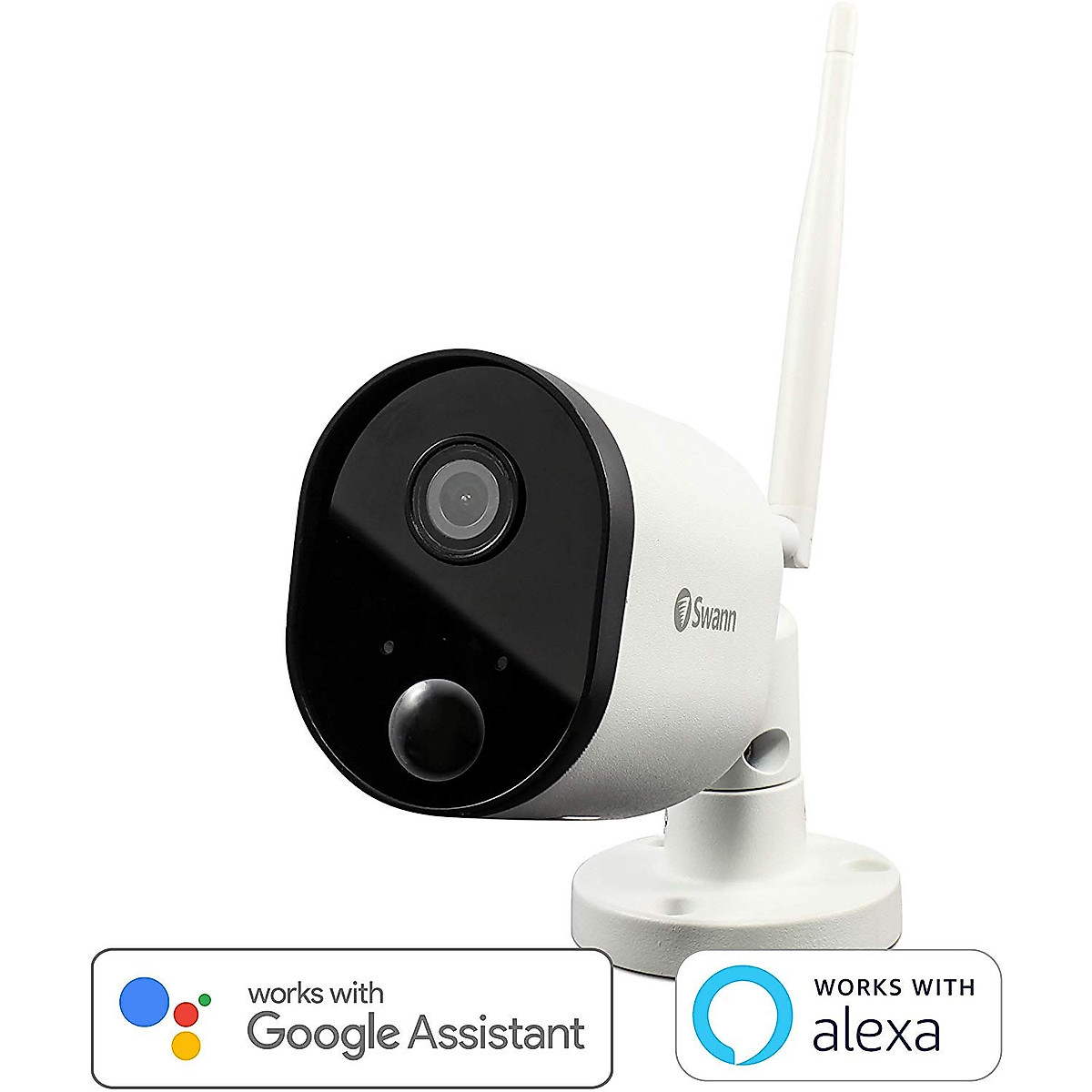 Swann Outdoor Home Security IP Camera, 1080p Wifi Surveillance Cam, IP66 Weatherproof Rating, Night Vision, Heat & Motion Sensor, Wi-Fi Alexa + Google, SWWHD-OUTCAM, White