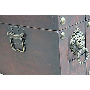 Vintiquewise(TM) Antique Pirate Treasure Chest/Box with Lion Rings