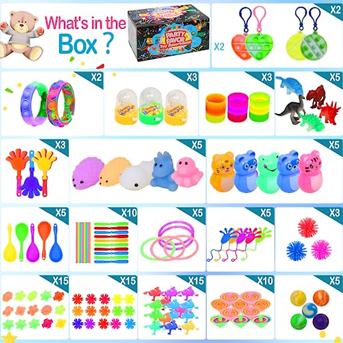 ZJLL 120 Pcs Party Favors for Kids, Fidget Toys Pack, Goodie Bags Treasure Box For Classroom Rewards, Carnival Prizes, Pinata Filler Stuffers Toys, Birthday Gift Toys for Kids 4-8, 8-12