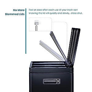 Home Zone Living 15.9 Gallon Kitchen Trash Can, Three Removable Liners for Recycling and Trash, Wide Stainless Steel Shape, Black (5.3 + 5.3 + 5.3 for 15.9 Gallon Total)