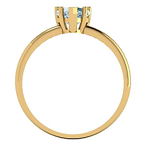 Clara Pucci 0.95ct Heart Cut Solitaire Aquamarine Blue Simulated Diamond 5-Prong Classic Statement Ring Real 14k Yellow Gold for Women