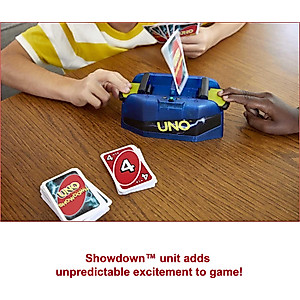 Mattel Games UNO Showdown Supercharged Card Game for Family Night with Electronic Card Launcher, Lights & Sounds (Amazon Exclusive)