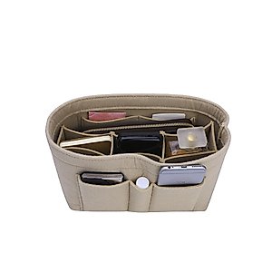 ZTUJO Purse Organizer Insert, Felt Bag Organizer For Handbag Purse Organizer,13 Colors, 6 Size (Small, Beige)