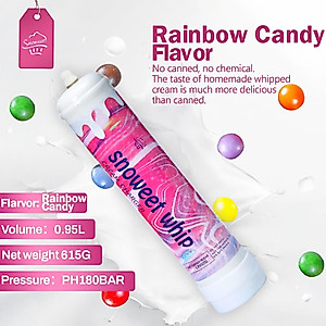 Snoweet Whipped Cream Chargers Sturdy Base Steel Whipped Cream Tanks 0.95L 615 Gram Whipped Cream Canisters with 1 Nozzle(Unflavor-2 cylinders)