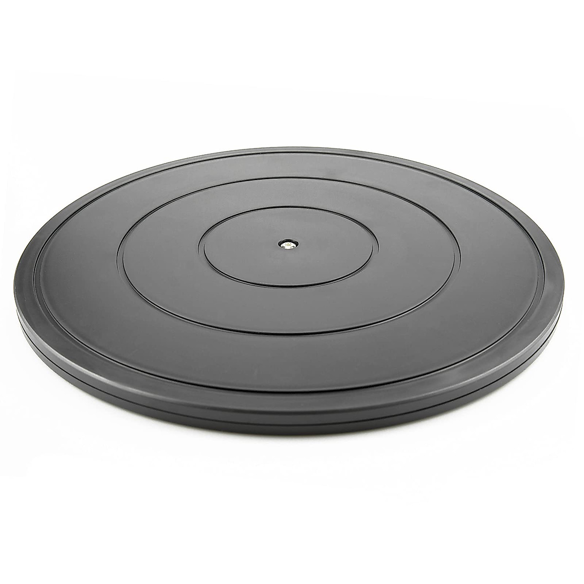 VOLCANOES CLUB 16 Inch Lazy Susan Turntable - Heavy Duty Rotating Swivel Steel Ball Bearings - Flat Base Stand for TV/Computer/Monitor/Arts/Crafts/Bonsai/Statue/Cabinet Organizer (Plastic&Black)