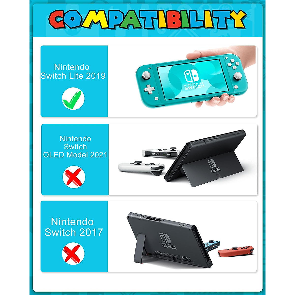 Gurgitat 7in1 Sun Moon Witchy Switch Lite Case for Nintendo Switch Lite Carrying Cases Girly Protective Cover Dockable Skin+Thumb Grips+Game Holder+Shoulder Strap+Sticker for Switch Lite Travel Case