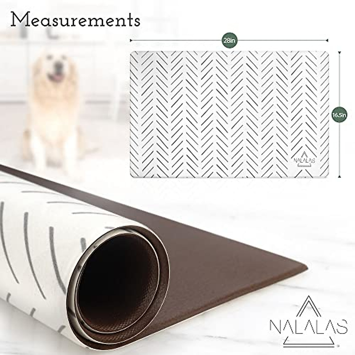 NALALAS Bohemian Large Waterproof Dog Mat - Food & Water Pet Food Mat, Cat Food Mat, Dog Food Mat for Floors - Waterproof Nonslip Eco-Friendly Pet Dog Placemats - Food & Water Dog Bowl Mats 16.5"x28"