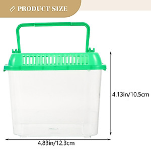 Clear Case 1pc Reptile Feeding Terrarium Pet Portable Small Reptile Cage Fish Tank Handheld Small Pet Box Transparent Tortoise Tank Breeding Case(Random Color) Containers with Lids