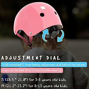 Kids Helmet and Pads Set Toddler Youth Bike Helmet with Knee Pads Elbow Pads Wrist Guards for Skateboard Bike BMX Hoverboard Scooter Rollerblading (Bright Pink, Small(3-8 Years Old))