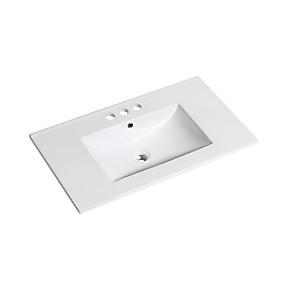 Saint Birch 24" Modern White Ceramic Bathroom Vanity Top Sink, with Three Faucet Holes