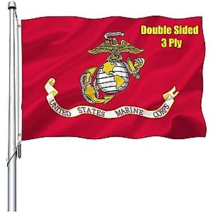 US Marine Corps USMC Flag 3x5 Outdoor Double Sided - Heavy Duty Polyester US Military Army Flags Long Lasting with 2 Brass Grommets…