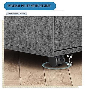 Heliosphere Modern 3 Storage Drawer File Cabinet with Coded Lock, Wood Printer Stand with Open Storage Shelves/Mobile Lateral Filing Cabinet/Easy Assemble for Home Office Bedroom (Dark Gray)