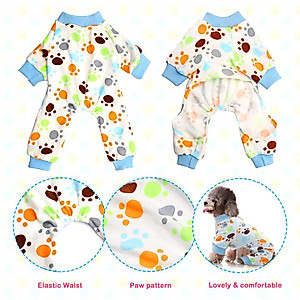 Rypet Small Dog Pajamas 2 Pack - Cute Cat Pajamas Onesie Soft Puppy Rompers Pet Jumpsuits Cozy Bodysuits for Small Dogs and Cats（Blue + Red）
