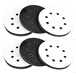 6 Pack Interface Buffer Pads, 5 Inch 8 Holes Hook and Loop Soft Sponge Cushion Buffer Backing Pads Orbital Sander Foam Pad, Foam Interface Sanding Pads for Orbital Sander Automotive Polishing Machine