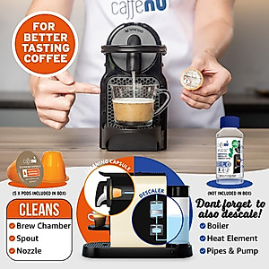 Nespresso Compatible Cleaning Pods. 5 Cleaner Capsules. Improved Coffee Flavor. For Nespresso Originaline, Use with Descaling Kit.