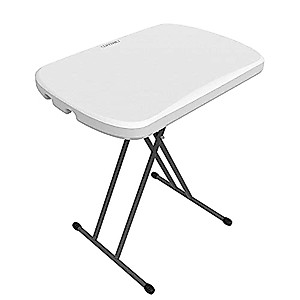 Lifetime 80251 Adjustable Folding Laptop Table TV Tray, 26 Inch, White Granite & Lavish Home Folding Stool, 18", Black
