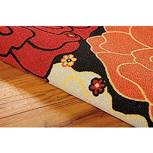 Nourison Home & Garden Indoor/Outdoor Black 5'3" x 7'5" Area-Rug, Easy washing, Non Shedding, Bed Room, Living Room, Dining Room, Kitchen (5x7)