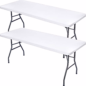 Mixweer 2 Pieces Spandex Tablecloth Stretch Tablecloth Elastic Fitted Picnic Table Cover Washable Folding Table Cover Rectangle Polyester Tablecloth for Picnic Party (White,72 x 30inch)