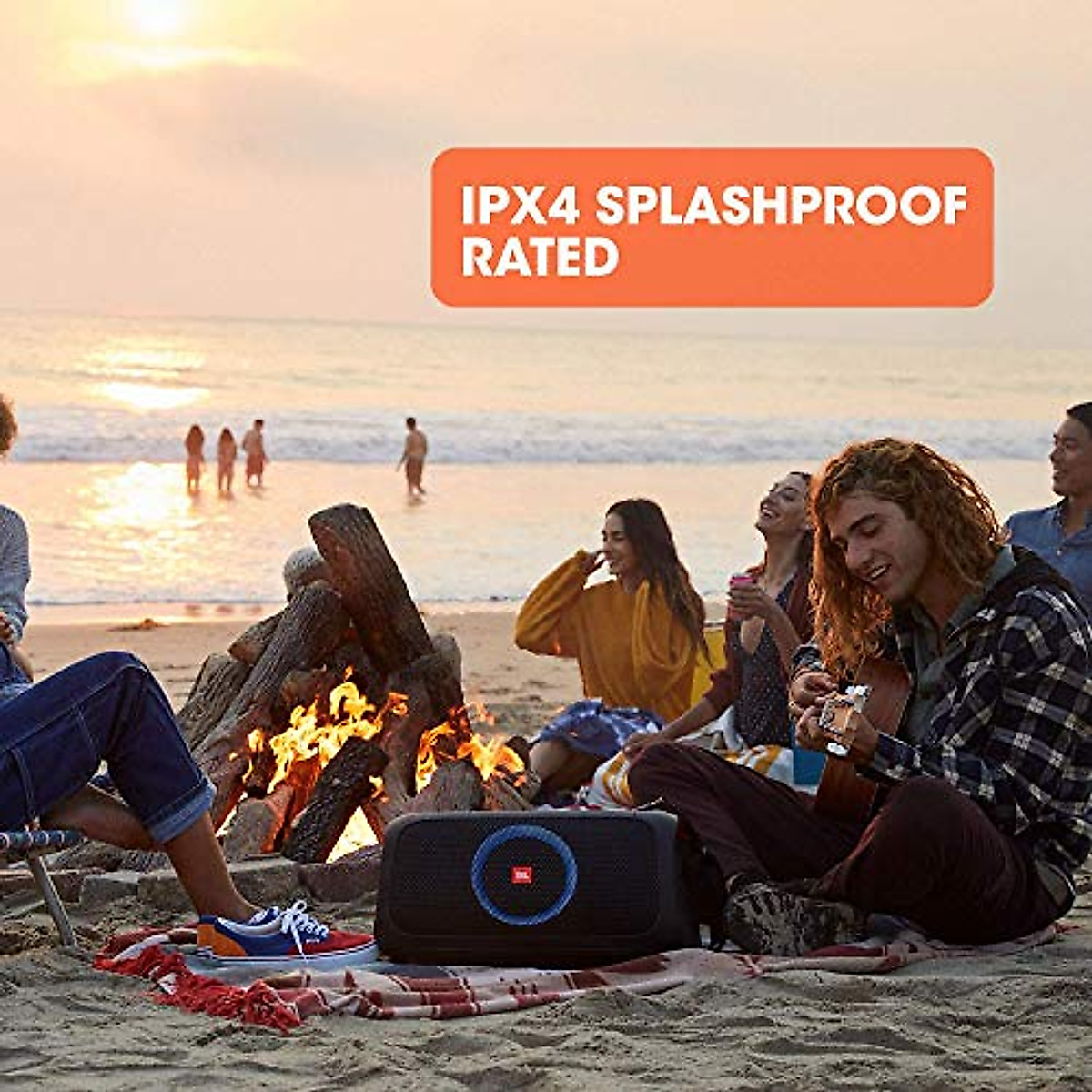 JBL PartyBox On-The-Go Portable Party Speaker with Built-in Lights Black (Renewed) (with Microphone)