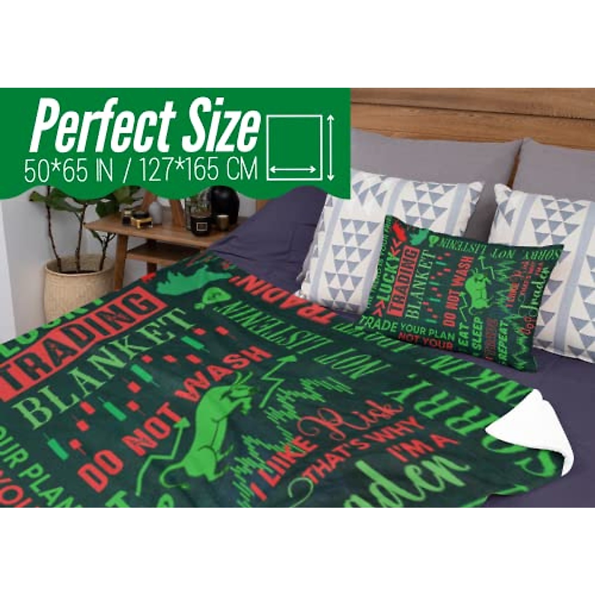 Stock Market Gifts, Lucky Trading Blanket for Men and Women, Flannel Throw Blanket for Trader, Broker, Financial Advisor, Investor, and Investment Lover (50"x 65")