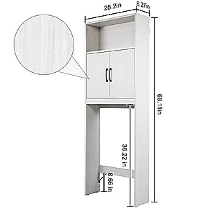 ODIKA Over The Toilet Storage Cabinet, Bathroom Shelves Over Toilet, Bathroom Storage Cabinet Organizer, Light Grey Wood Grain