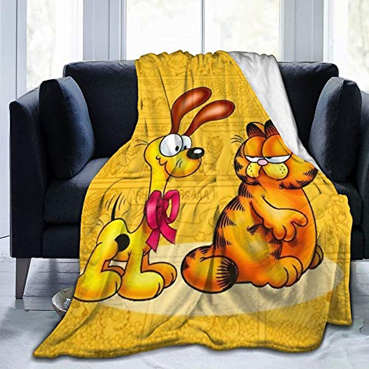 MKJIH Garfield Cartoon Cat Flannel Throw Blanket.Micro Fleece and Luxury Warm Blanket for Bed Sofa Travel Four Seasons Blanket .50 X 40 in