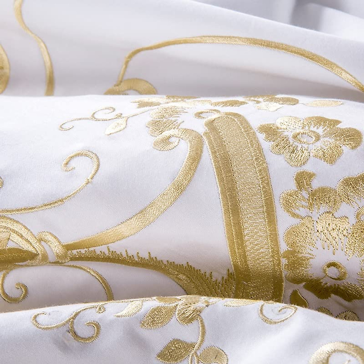 TBGFPO Gold Bedding Set Queen Size Sheet Set Cotton Embroidered Sheet and Duvet Set (Color : D, Size : 1.8 * 2.0m)