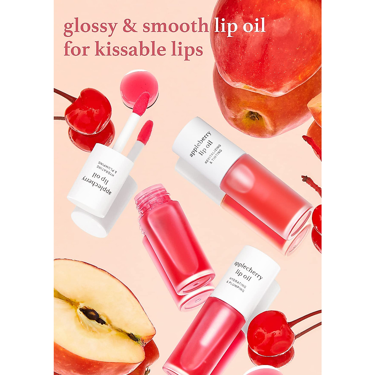 NOONI Appleseed Lip Oil Set - Appleberry & Applecherry | with Apple Seed Oil, Lip Oil Duo, Lip Stain, Long-Lasting, Plumping, Gift, Gift Sets, For Chapped and Flaky Lips