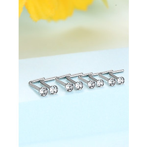 20 Pieces Curved Nose Stud Stainless Steel Nose Ring Crystals L Bend Nose Screw Piercing Jewelry, 20 Gauge