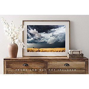Country Photography Print (Not Framed) Picture of Storm Clouds Gathering Over Golden Wheat Field on Spring Day in Kansas Western Wall Art Farmhouse Decor (11" x 14")