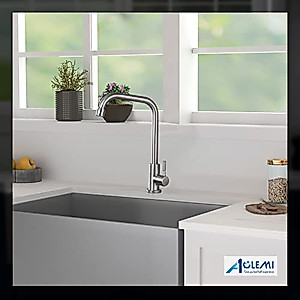 Aolemi Cold Only Water Kitchen Faucet Commercial Bar Tap Single Lever Handle 304 Stainless Steel Brushed Nickel Decked Mounted Single Hole Modern