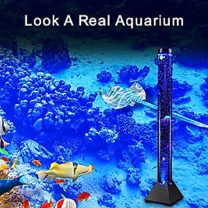 4FT LED Bubble Tube Floor Lamp Extra Large Aquarium Lamp with 10 Fish and Remote Control 20 Light Changes Tall Water Tower Tank Night Light for Bedroom Office Gift for Kids Men Women