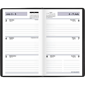 AT-A-GLANCE 2023-2024 Academic Pocket Calendar, Weekly Planner, 3-1/2" x 6", Flexible Cover, DayMinder, Black (AY4800)