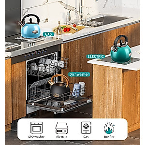 VICALINA Tea Kettle & Tea Pot, Stainless Steel Tea Kettle for Stove top, 2.64 Quart Whistling Loud Tea Kettles (Polished Gradient Green Blue)