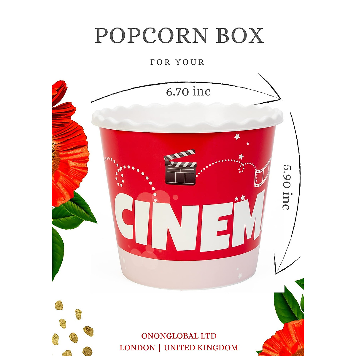 Retro Style Reusable Plastic Popcorn Containers/Popcorn Bowls Set for Movie Theater Night - Washable in The Dishwasher - (BPA Free-4 Pack) (Mix A)