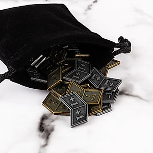 40 PCS Antique Metal Buff Counter Tokens with Velvet Bag Magic The Gathering Token Creature Stats or Loyalty Counters for MTG CCG Card Gaming Accessories, Black&Bronze